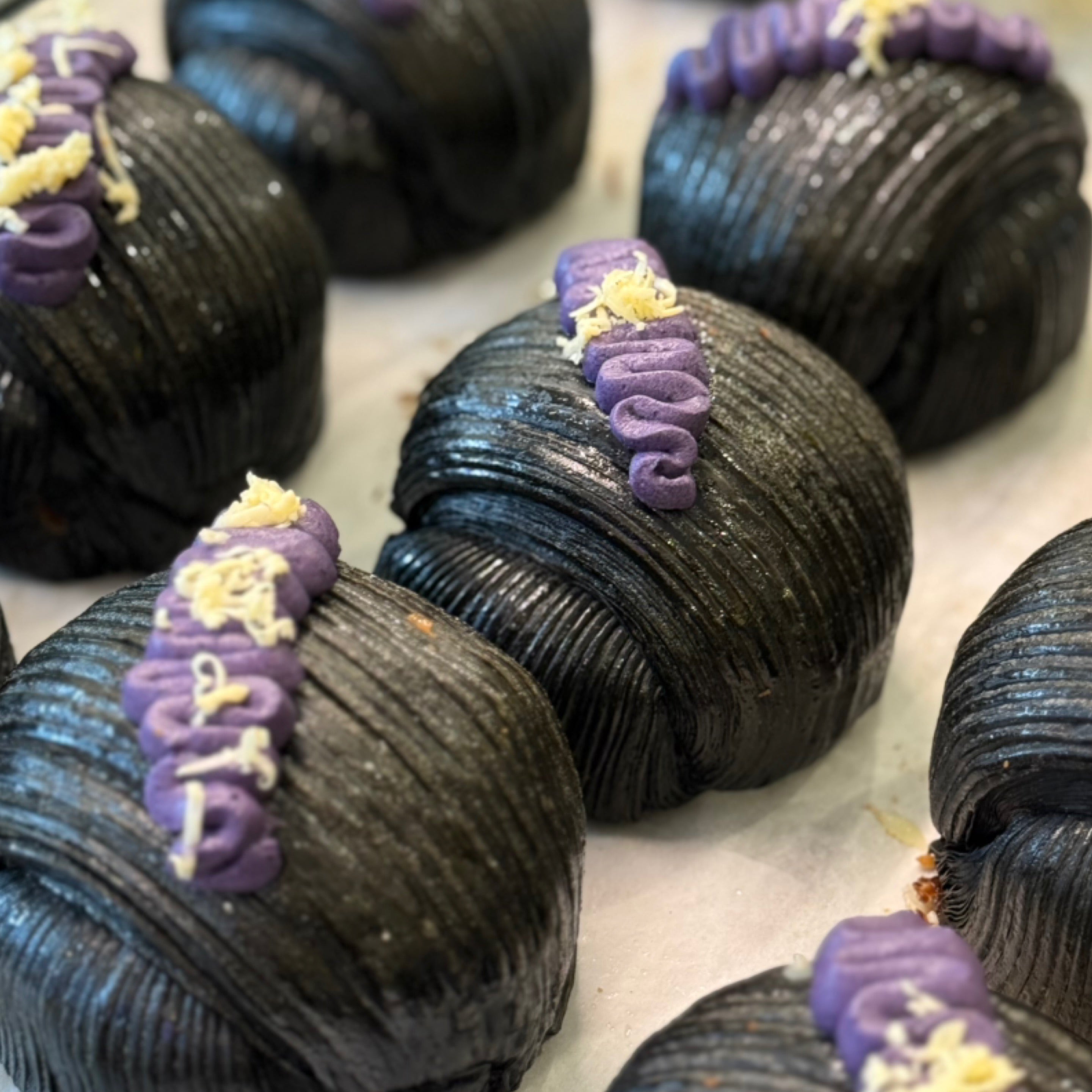 Ube Charcoal Croissant Bomb | Zonts Bakehouse